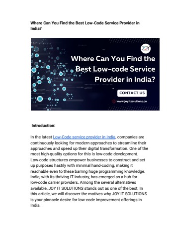 Where Can You Find the Best Low-code Service Provider in India_