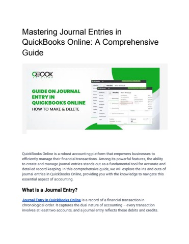 Mastering Journal Entries in QuickBooks Online_ A Comprehensive Guide ...