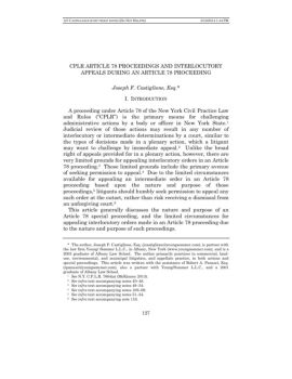 CPLR ARTICLE 78 PROCEEDINGS AND INTERLOCUTORY APPEALS ... - Guset User ...