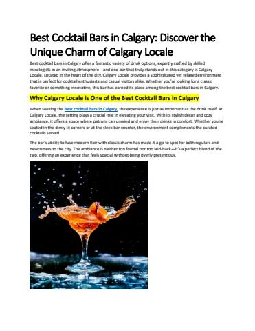 Best Cocktail Bars in Calgary: Discover the Unique Charm of Calgary ...