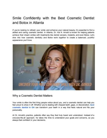 Smile Confidently with the Best Cosmetic Dentist and Botox in Atlanta