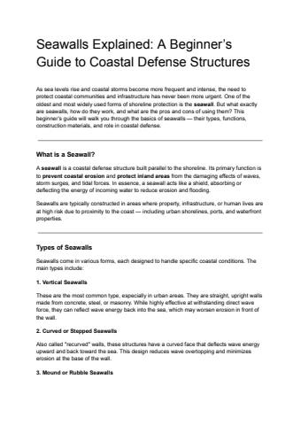 Seawalls Explained_ A Beginner’s Guide to Coastal Defense Structures