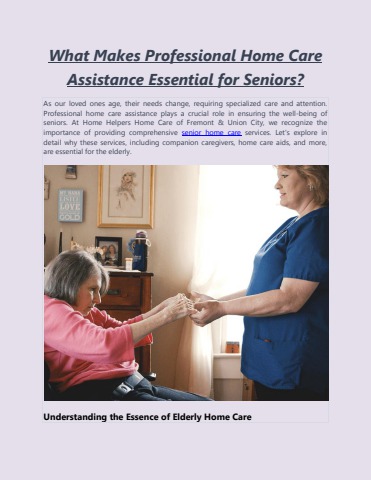 What Makes Professional Home Care Assistance Essential for Seniors ...