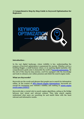 A Comprehensive Step-by-Step Guide to Keyword Optimization for Beginners - Synergic Softek ...