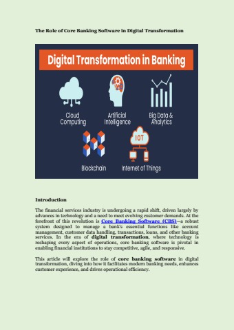 The Role of Core Banking Software in Digital Transformation - Synergic Softek Solutions Flip PDF ...