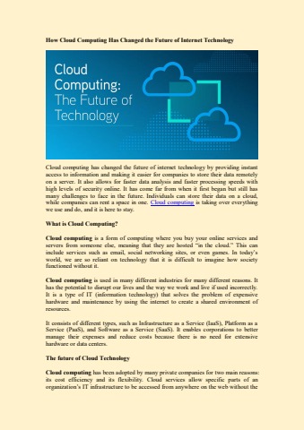 Cloud Computing: The Future of Internet Technology
