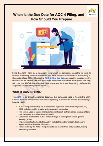 When Is the Due Date for AOC-4 Filing