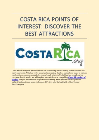 Costa Rica Points of Interest: Discover the Best Attractions