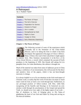 Retrospect - Hudson Taylor Autobiography - Worldwide Missions - Guset ...