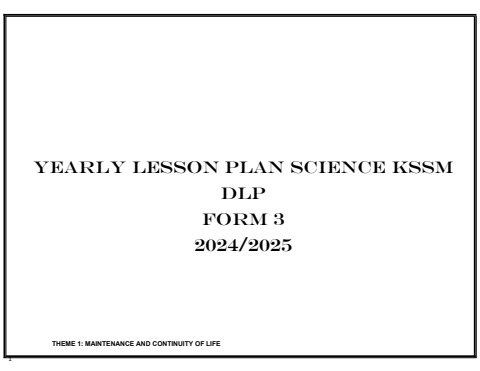 Yearly lesson plan Science Form 3