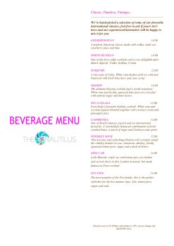 Beverage Menu -100%CHARGEABLE Menu UPDATED - Sun Siyam Vilu Reef ...