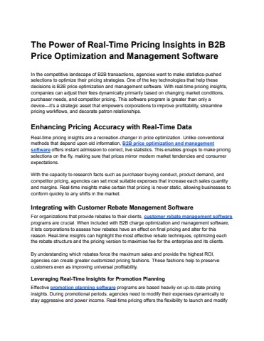 The Power of Real-Time Pricing Insights in B2B Price Optimization and ...