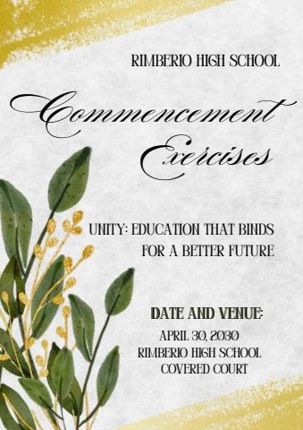 Commencement Exercises Program in White, Gold and Green Elegant ...