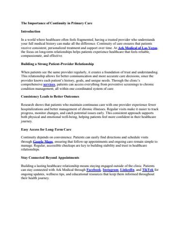 The Importance of Continuity in Primary Care