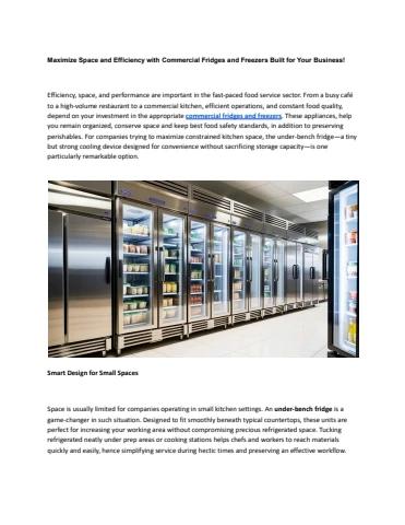 Commercial Fridges and Freezers Built for Your Business!