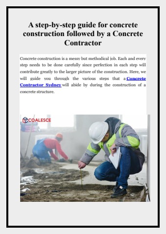 A step-by-step guide for Concrete Construction followed by a concrete contractor - Coalesce ...
