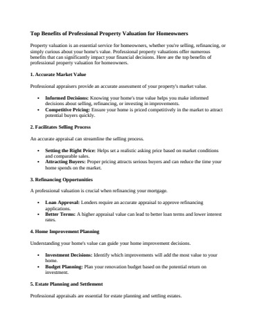 Top Benefits of Professional Property Valuation for Homeowners