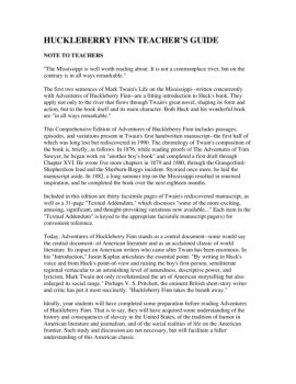 HUCKLEBERRY FINN TEACHER’S GUIDE - Jon Clinch - Guset User Flip PDF | AnyFlip