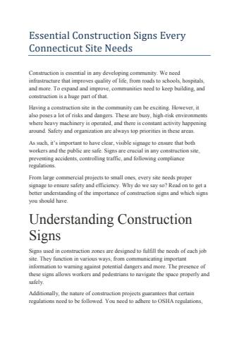 Essential Construction Signs Every Connecticut Site Needs