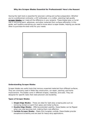 Why Are Scraper Blades Essential for Professionals_ Here’s the Reason!