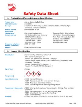 Safety Data Sheet - Aqua Ammonia-14% - Hill Brothers ... - Guset User Flip PDF | AnyFlip