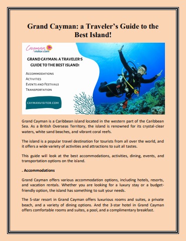 Grand Cayman a Traveler’s Guide to the Best Island - Cayman Visitor ...