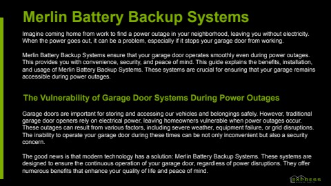 Understanding Merlin Battery Backup Systems - expressgarageparts Flip ...
