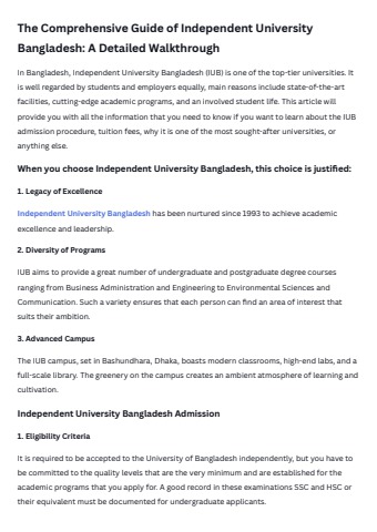 The Comprehensive Guide of Independent University Bangladesh A Detailed ...