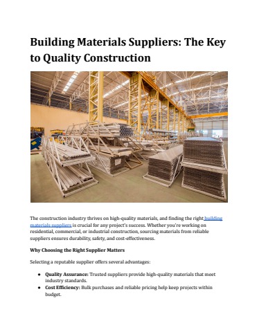 Building Materials Suppliers_ The Key to Quality Construction
