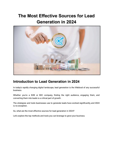 The Most Effective Sources for Lead Generation in 2024 - SendEngage ...