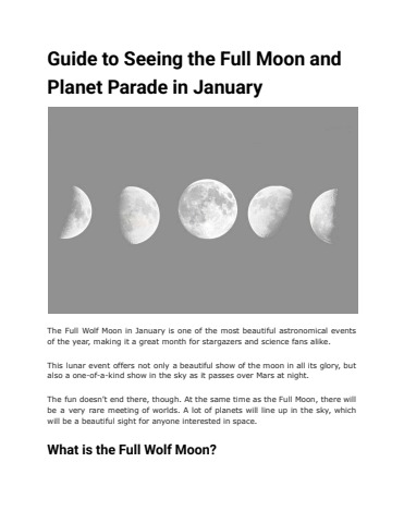 Guide to Seeing the Full Moon and Planet Parade in January