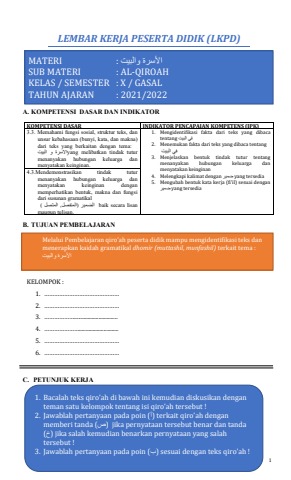 LKPD MA kls 10 pertemuan 1-3-acuan - abarrirrohim Flip PDF | AnyFlip