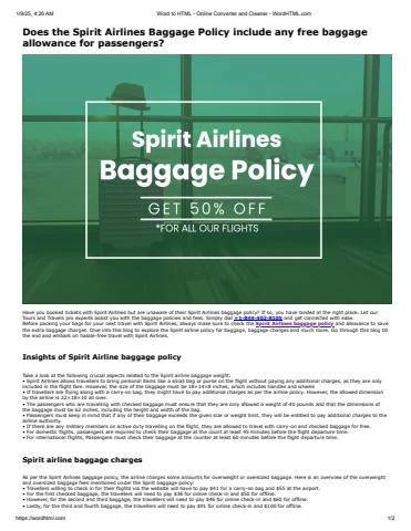 Does the Spirit Airlines Baggage Policy include any free baggage ...