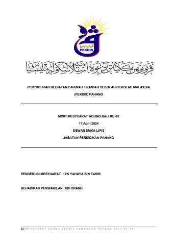 MESYUARAT AGUNG PEKDIS CAWANGAN PAHANG TAHUN 2025 - SEKTOR PENDIDIKAN ...