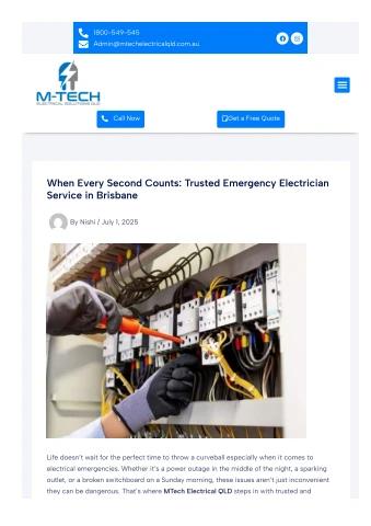 Emergency electrician service brisbane