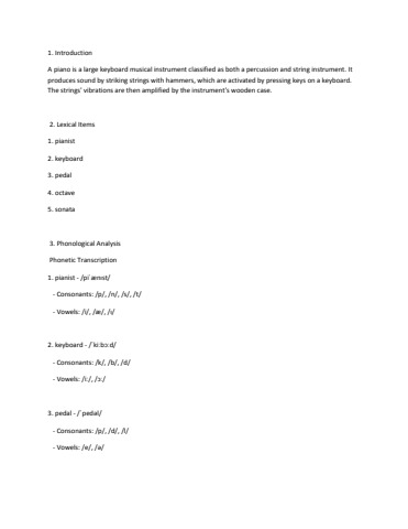 Analysis of Piano Terminology