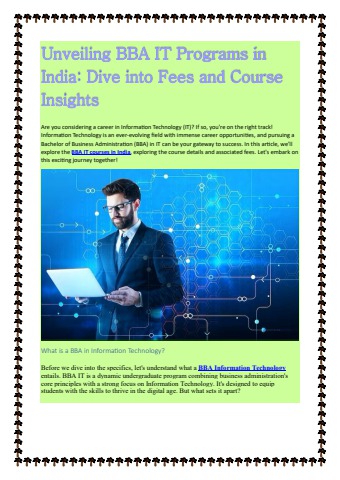 Exploring BBA IT Courses in India: Fees and Course Details - Symbiosis ...