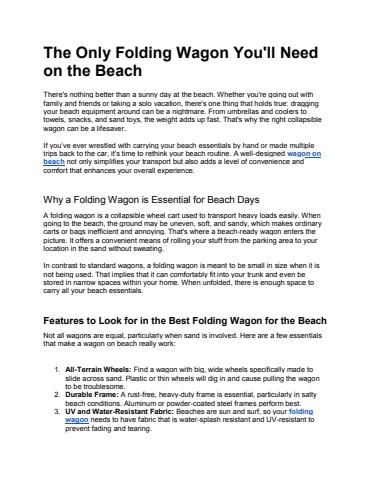 Why a Foldable Wagon Is the Ultimate Companion for On-the-Go ...