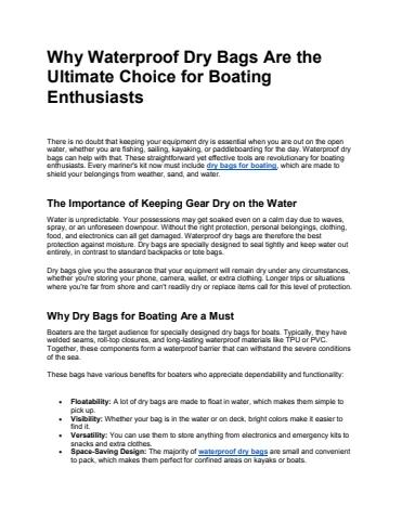 Why Dry Bags for Motorcycles Are Essential for Every Rider