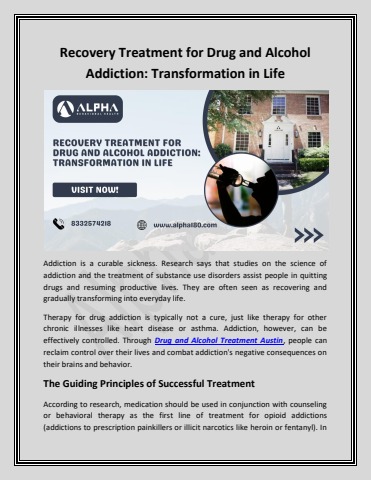 Recovery Treatment for Drug and Alcohol Addiction Transformation in Life