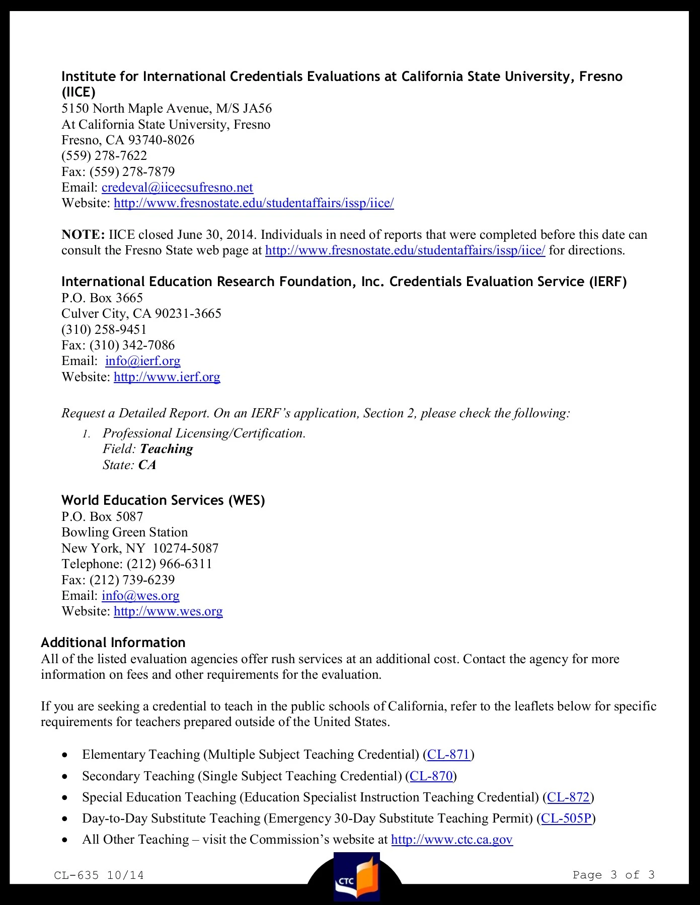 FOREIGN TRANSCRIPT EVALUATION - ctc.ca.gov