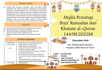 BUKU PROGRAM MAJLIS PENUTUP IHYA' RAMADAN 2022 TERKINI - Azah Flip PDF | AnyFlip