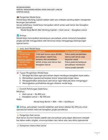 4 contoh kasus perhitungan MANAJEMEN MODAL KERJA DAN ASET LANCAR