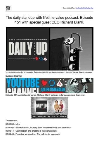 The daily standup with lifetime value podcast. Episode 151 with special ...