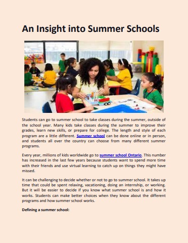 An Insight Into Summer School - USCA Academy International School Flip ...