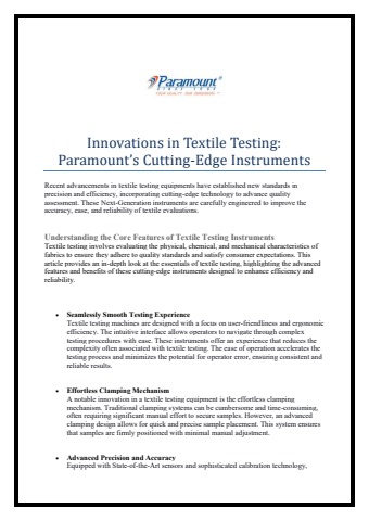 Innovations in Textile Testing Paramount’s Cutting-Edge Instruments