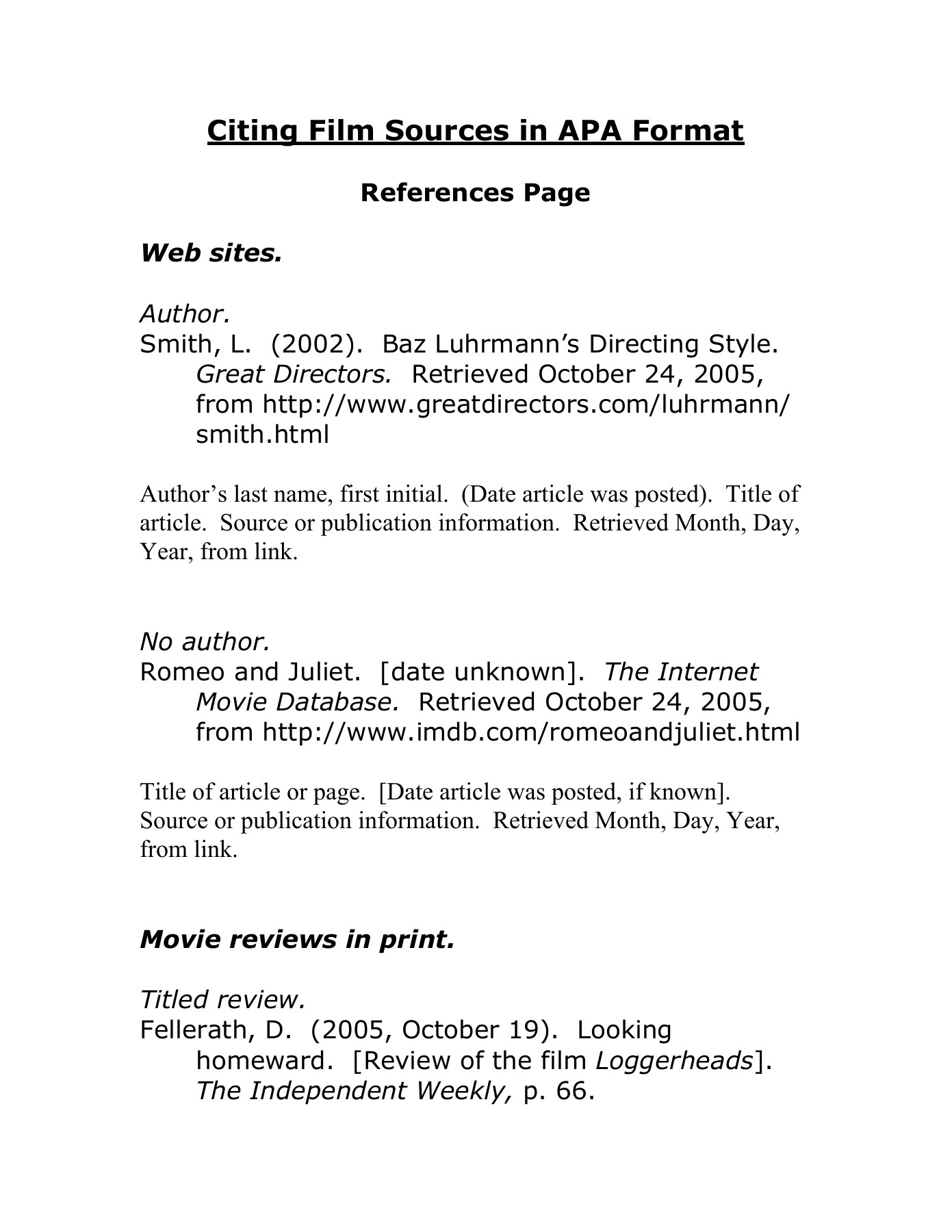 Apa Format Movie Quotes