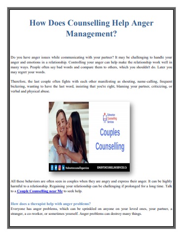 How Does Counselling Help Anger Management? - edmontoncounsellingca ...