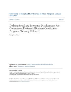 Defining Social and Economic Disadvantage: Are Government ... - Guset ...