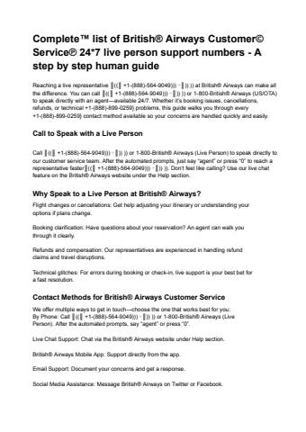 all-british-airways-customer-service-numbers-official-guide